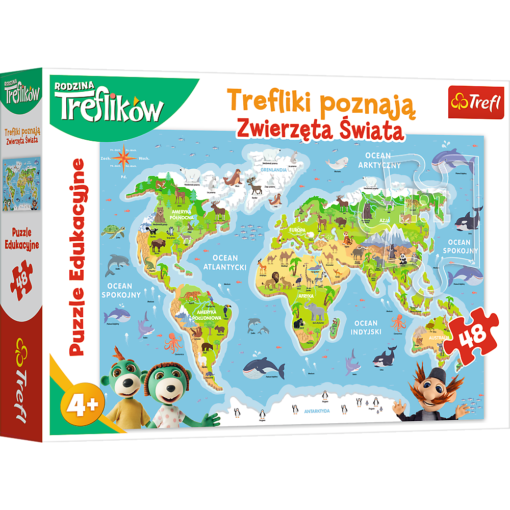 PUZZLE 48 EL. TREFLIKI POZNAJĄ ZWIERZĘTA ŚWIATA 15552 - Zabawki Nino ...